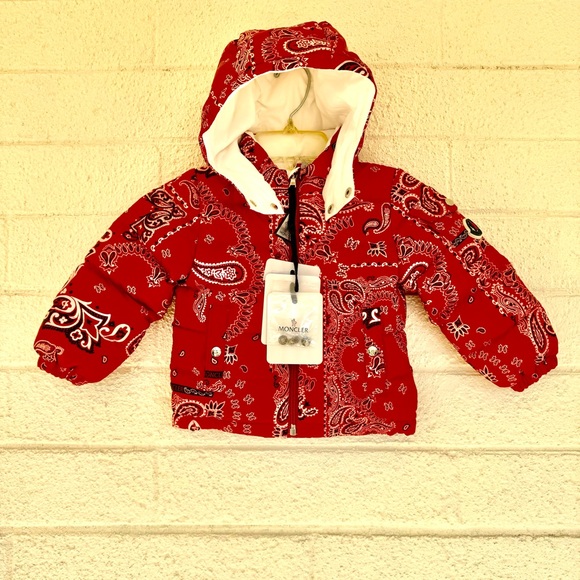 Moncler | Jackets & Coats | Moncler Red Paisley Baby Enfant Goose Down ...
